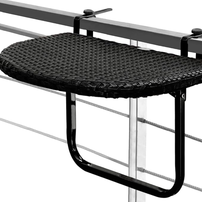 Amazon.de: Deuba® Poly Rattan Balkontisch Klappbar Halbrund 61x40cm ...