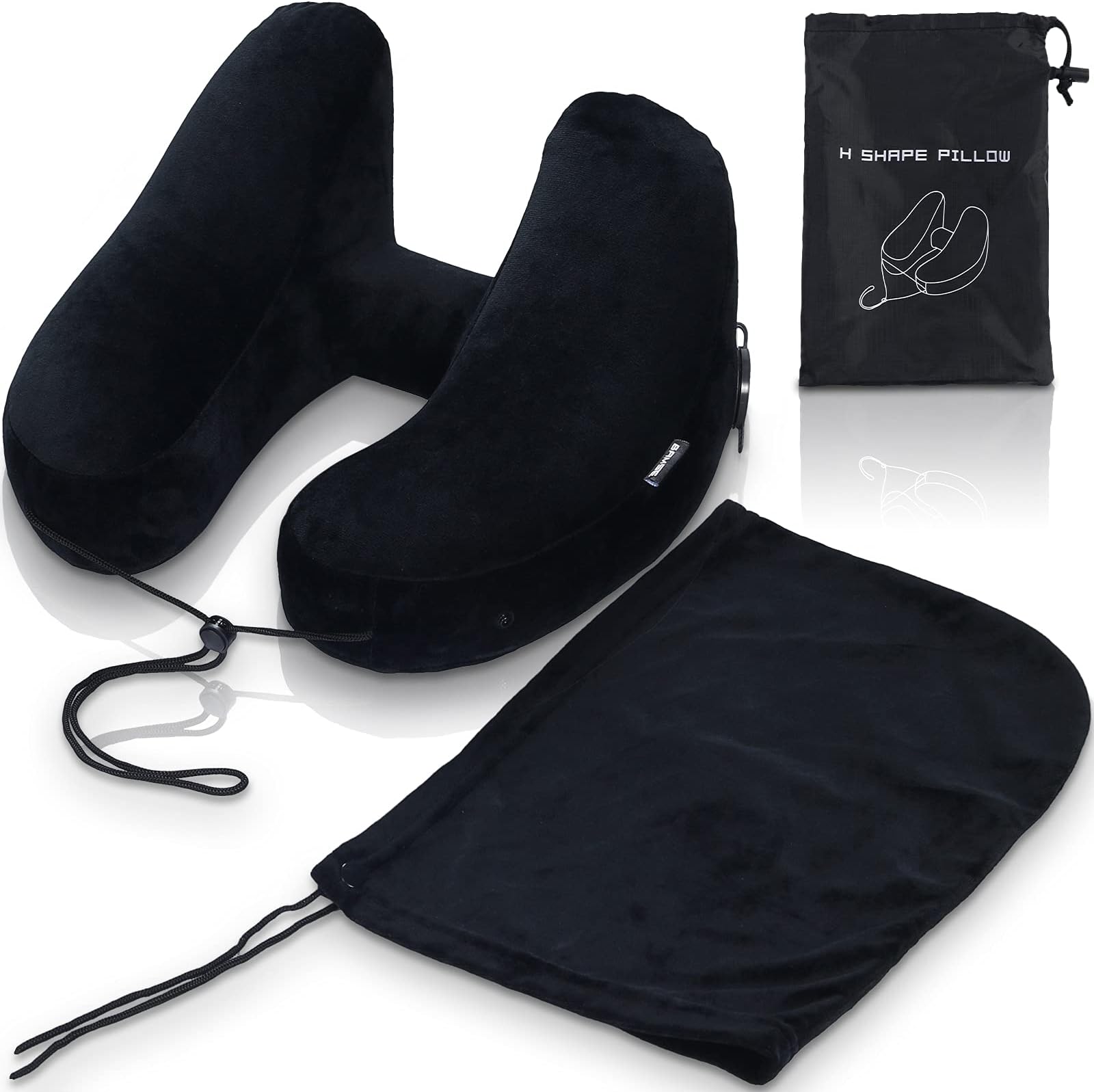 Amazon｜Phoenix 【理学療法士監修】ネックピロー H型 フード 収納袋 付き 持ち運び コンパクト 軽量 膨らます 脱気 カンタン ...