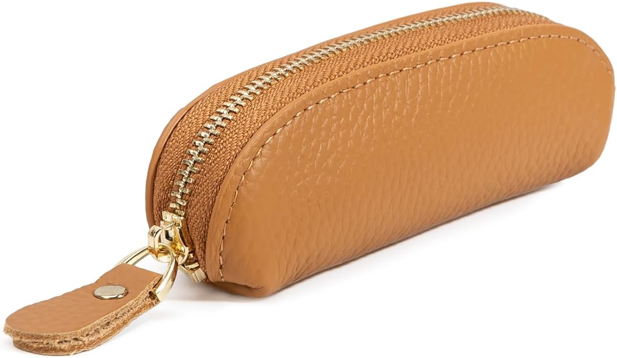 LARENNT Full Grain Leather Coin Pouch - Travel Small Coin Purse with ...