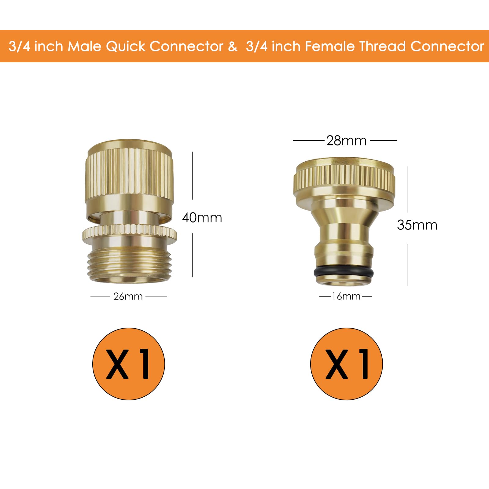 KETTOYA 1 Pair Garden Hose Accessories, 3/4 inch Male Thread Quick ...