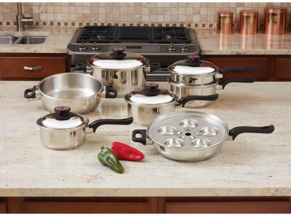 Amazon.com: 17pc Stainless Steel Cookware Set: Lifetime Cookward: Home ...