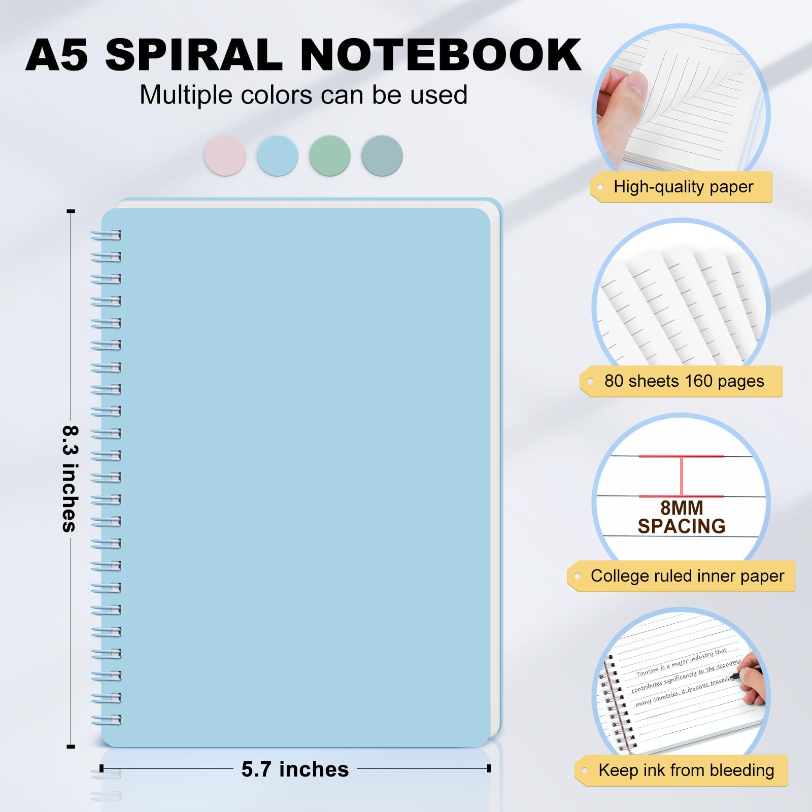 Snapklik.com : Spiral Notebook, 5.7" X 8.3" College Ruled Notebook