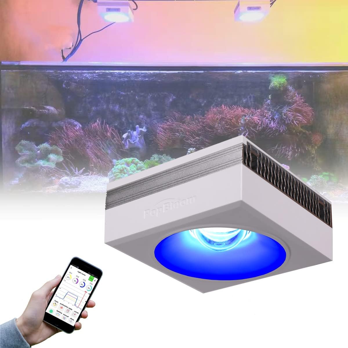 Amazon.com: PopBloom RL90 Led Aquarium Light For Coral Reef, Smart-APP ...
