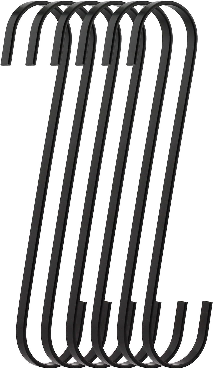 Amazon.com: Large Brushed Stainless Flat S Hooks, Kitchen Utility Pot ...