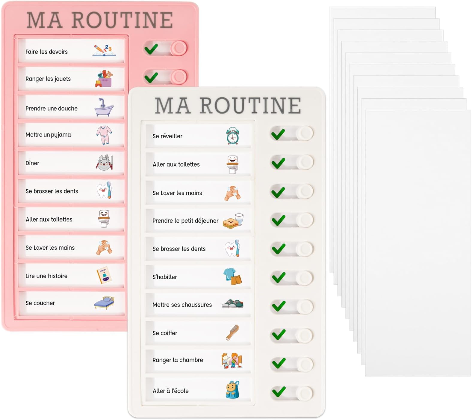 2pcs Tableaux Routine Enfant Liste Planning de Tâches à Faire to do ...
