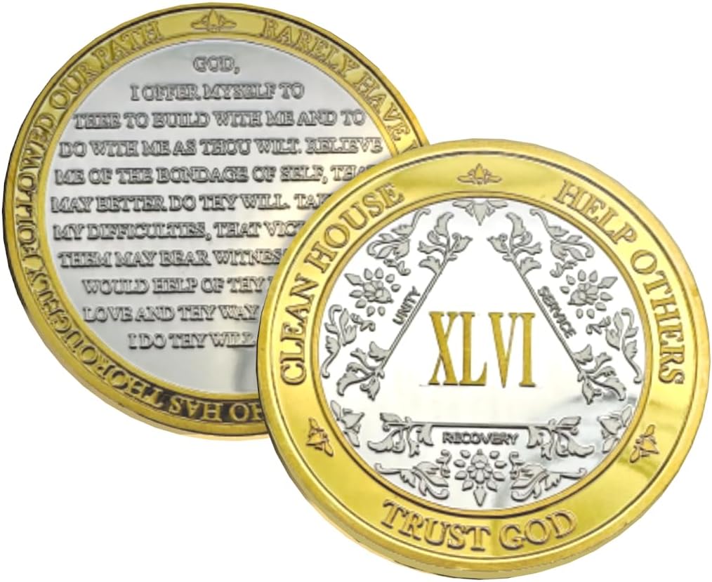 Amazon.com: Silver & Gold 1-50 Years Alcoholics Anonymous Medallion AA ...