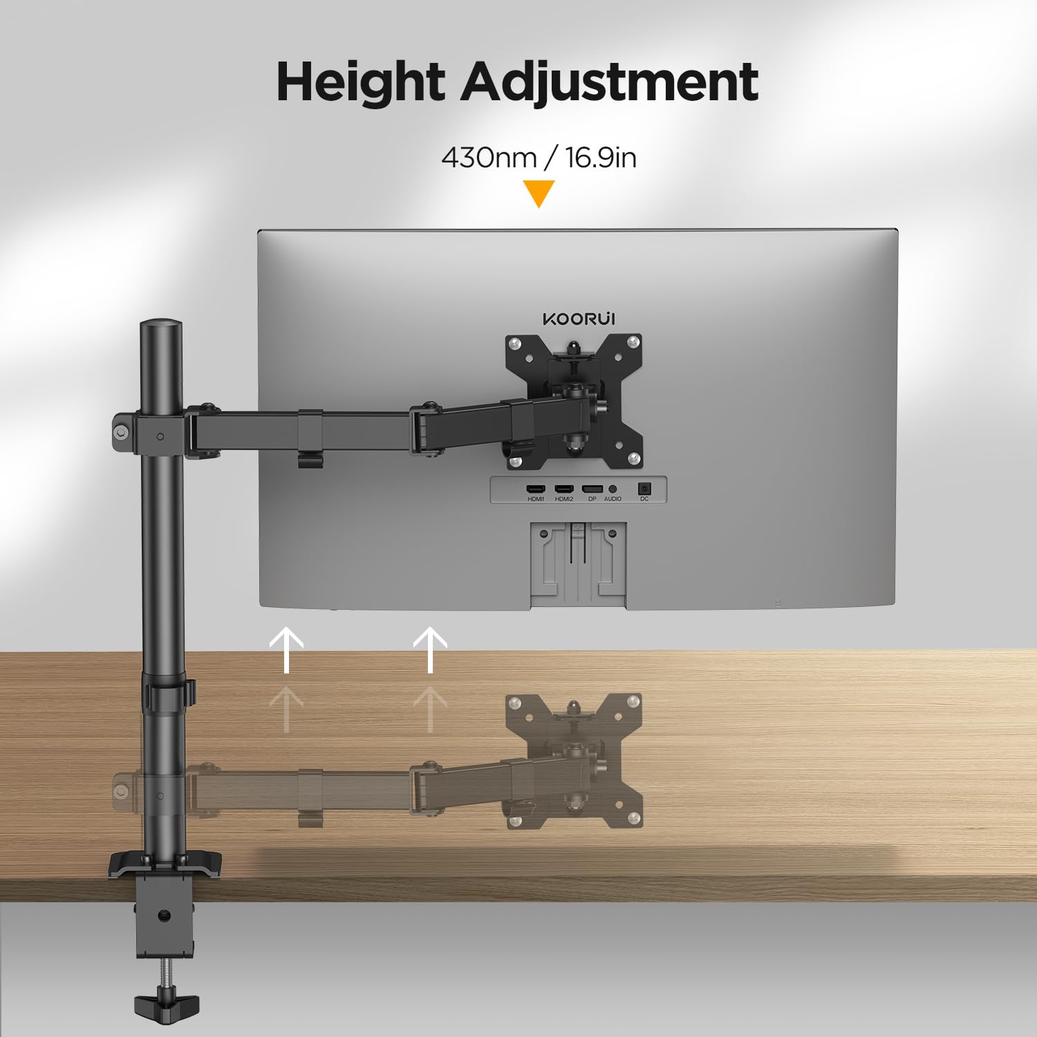 Snapklik.com : KOORUI Single Monitor Arm Desk Mount, Holds Screens Up ...