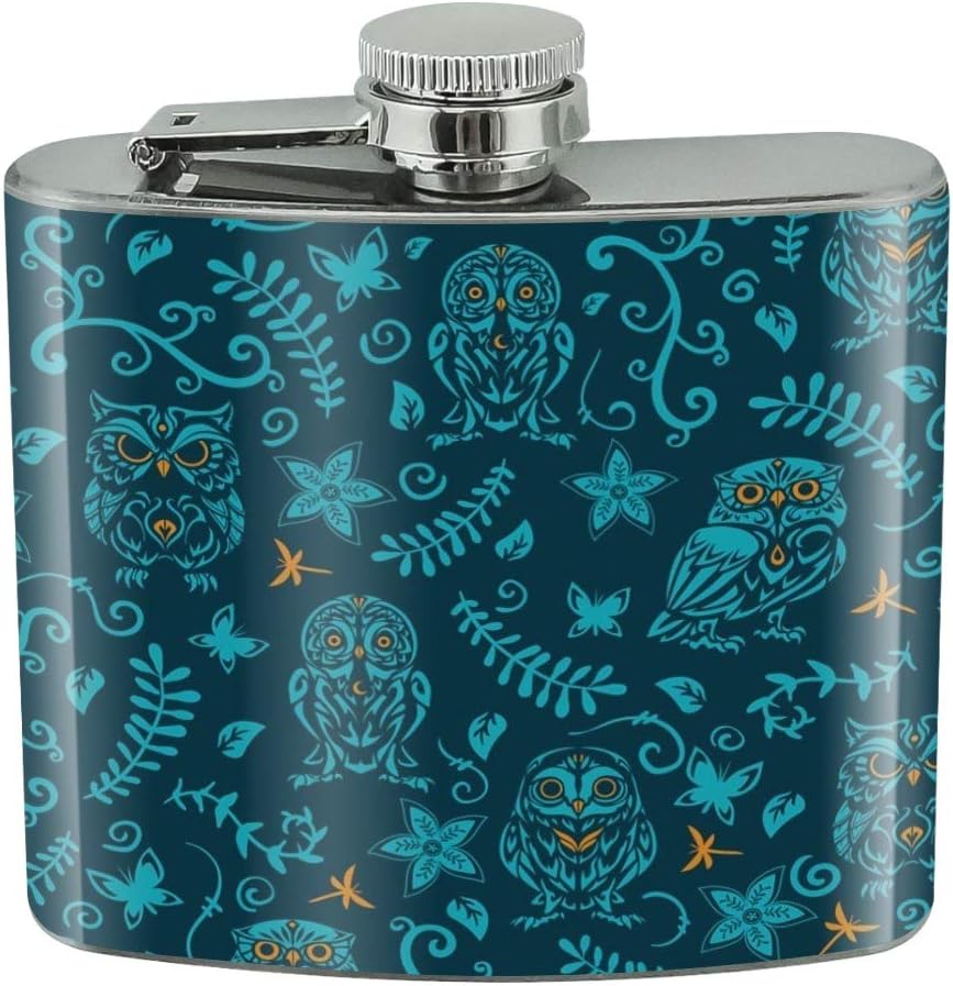 Amazon.com | Mystical Owl Pattern with Butterflies Dragonflies Leaves ...
