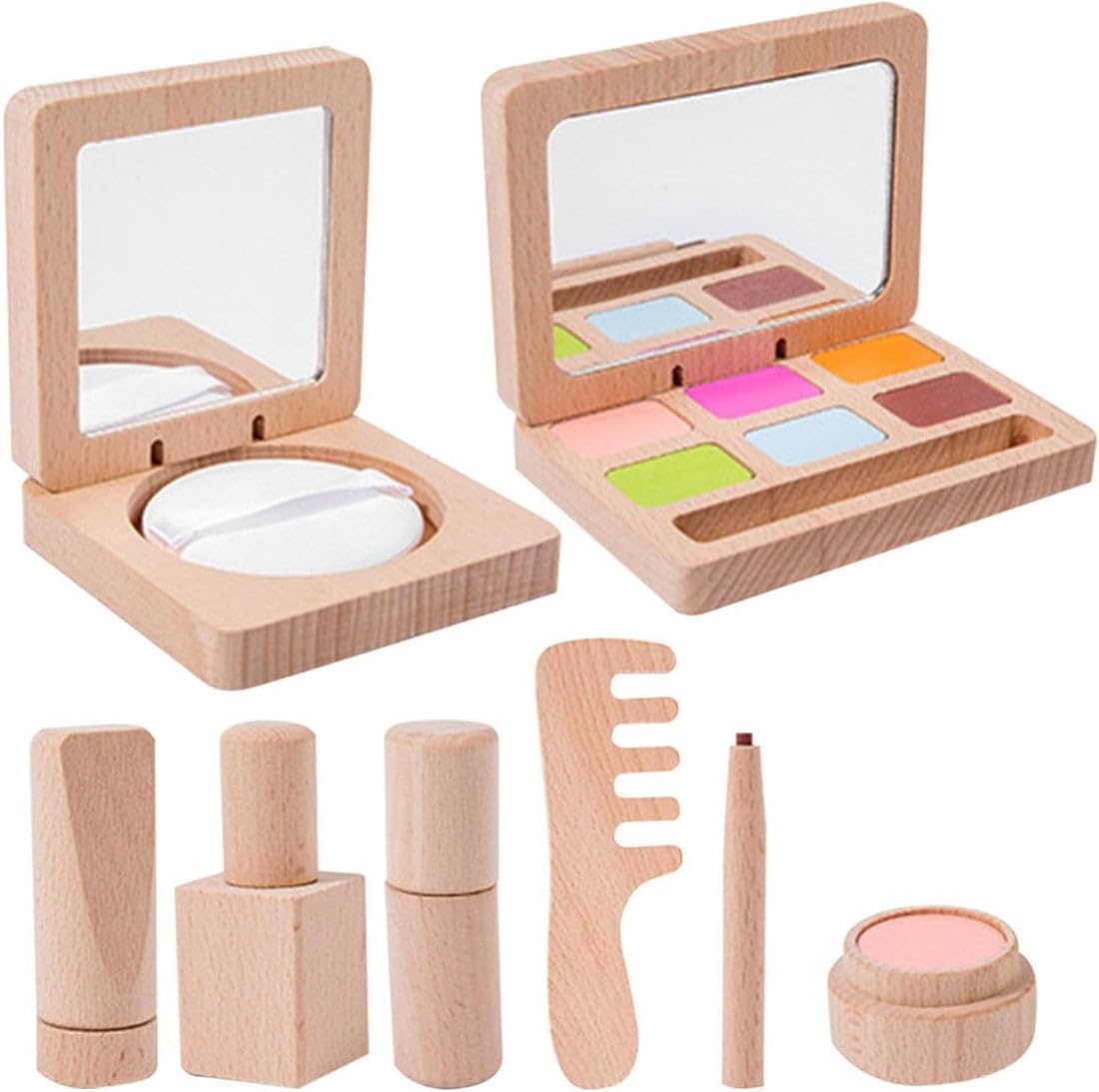 Buy BLiSS HUES Wooden Make up Kit for Kids Pretend Play 8 Pcs Beauty ...
