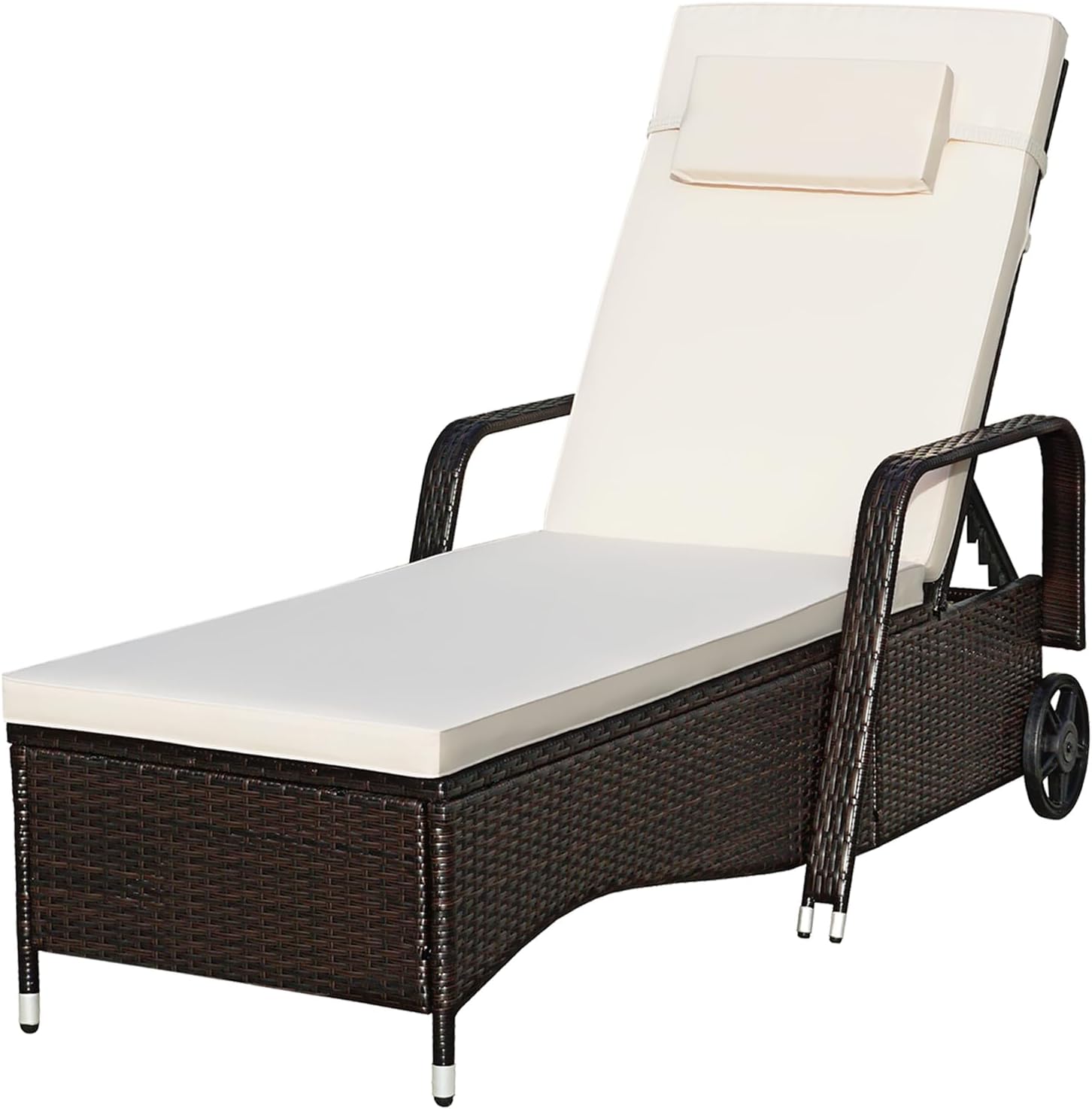 GORELAX Patio Wicker Lounge Chair with Wheels, 79” Long PE Rattan ...