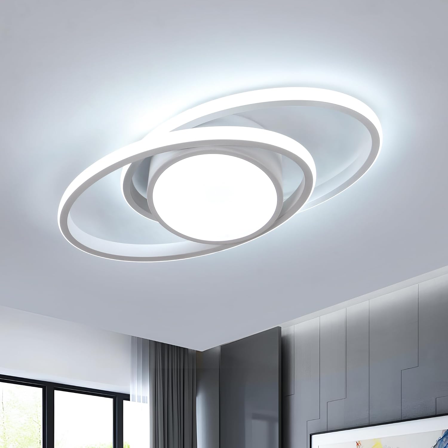 Dorlink LED Ceiling Light, 39W 3510LM Modern Ceiling Light Dual-Round ...
