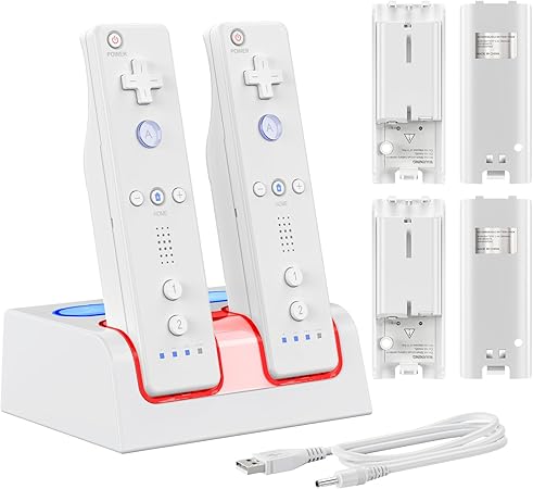 Amazon.com: 4 Ports Controller Charger for Wii/Wii U Remotes ...