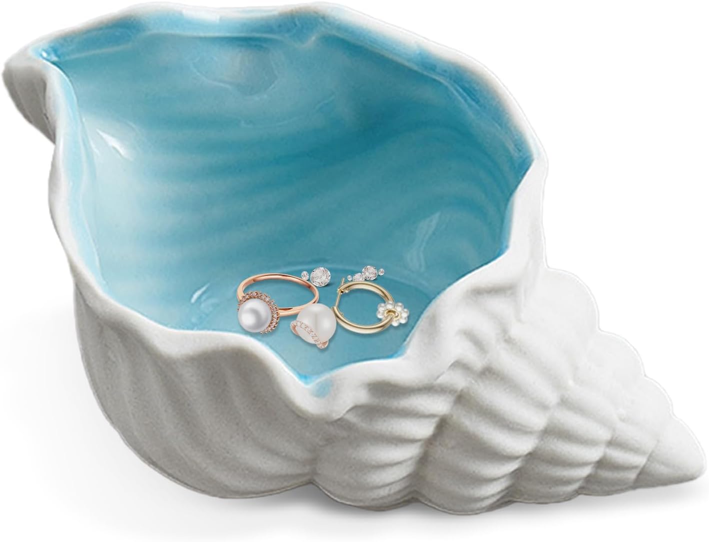 Amazon.com: heqxwl Conch Shape Ceramic Jewelry Tray,Shell Trinket Dish ...