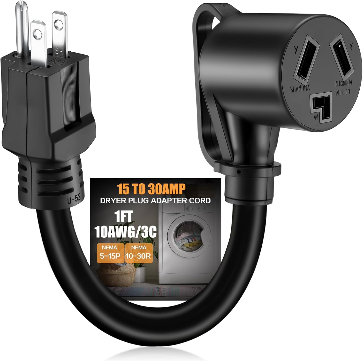 Amazon.com: Tellegloww NEMA 5-15P to 10-30R 15Amp Dryer Adapter Cord ...