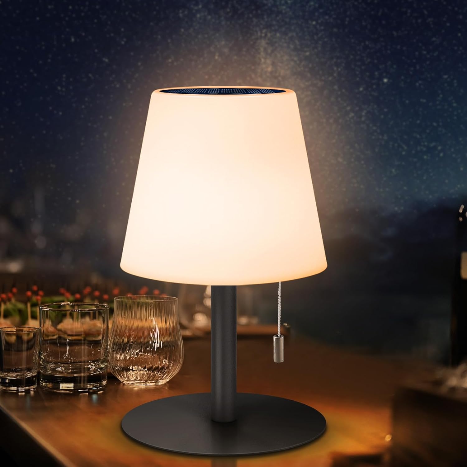 Solar Tischlampe Outdoor Warmweiß Zugschalter Solare Aufladung & USB ...