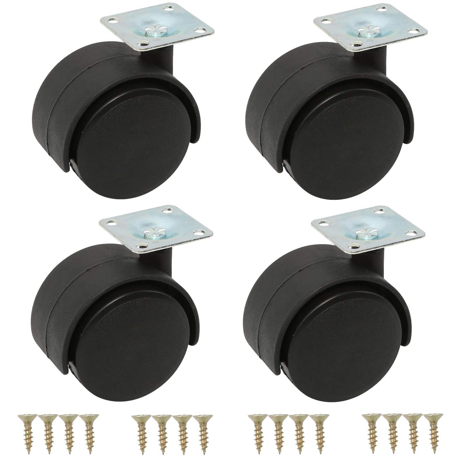 Snapklik.com : DasMarine 4 Pack 2 Inch Plastic Casters, Black Nylon ...