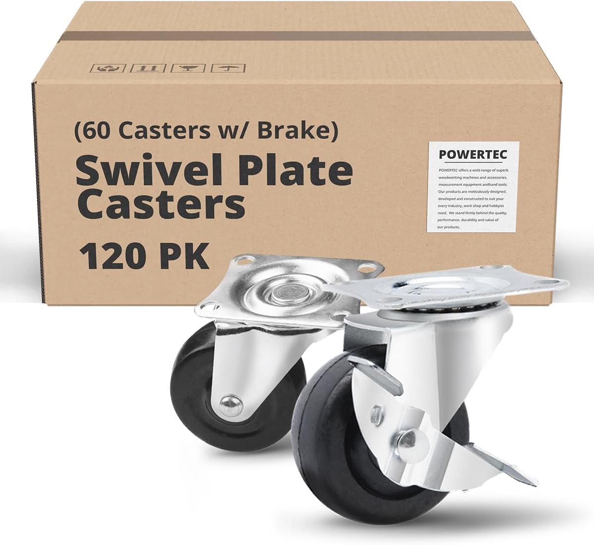 Amazon.com: POWERTEC 17211-Case30 2" Low Profile Swivel Plate Caster ...