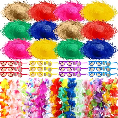 Silicherry 48 Pcs Hawaiian Luau Party Decorations Set Include Hawaiian ...