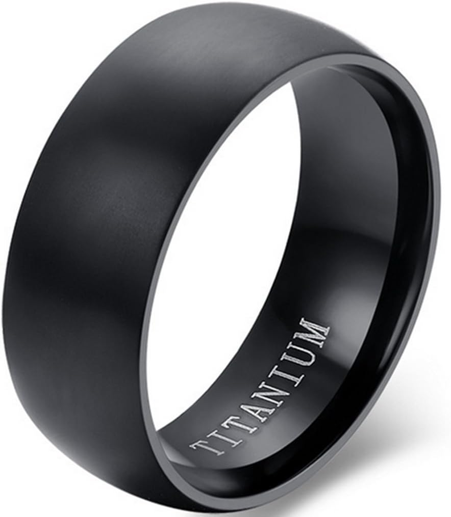 8mm Brushed Matte Solid Titanium Ring Wedding Band (Black, 5) | Amazon.com