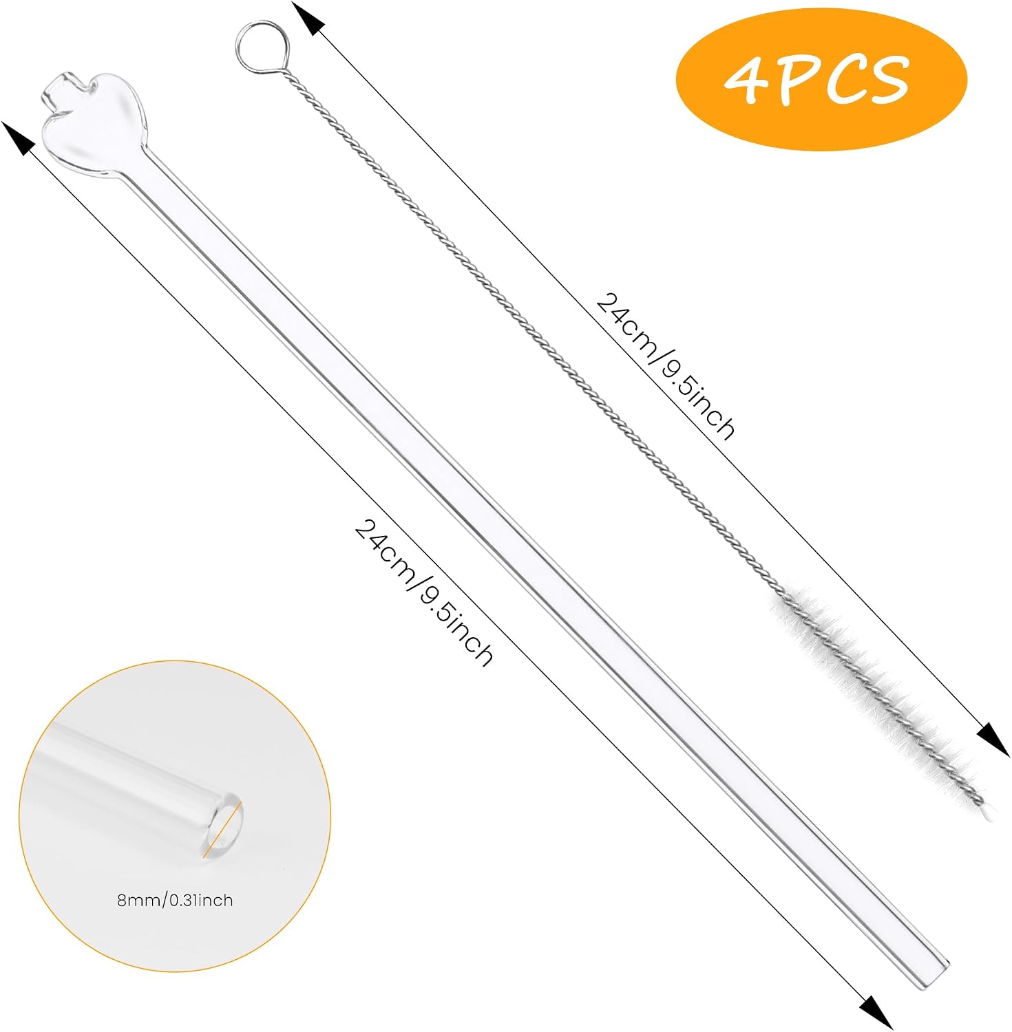 Foosibo Pajitas de cristal, reutilizables, lindas pajitas de vidrio con ...