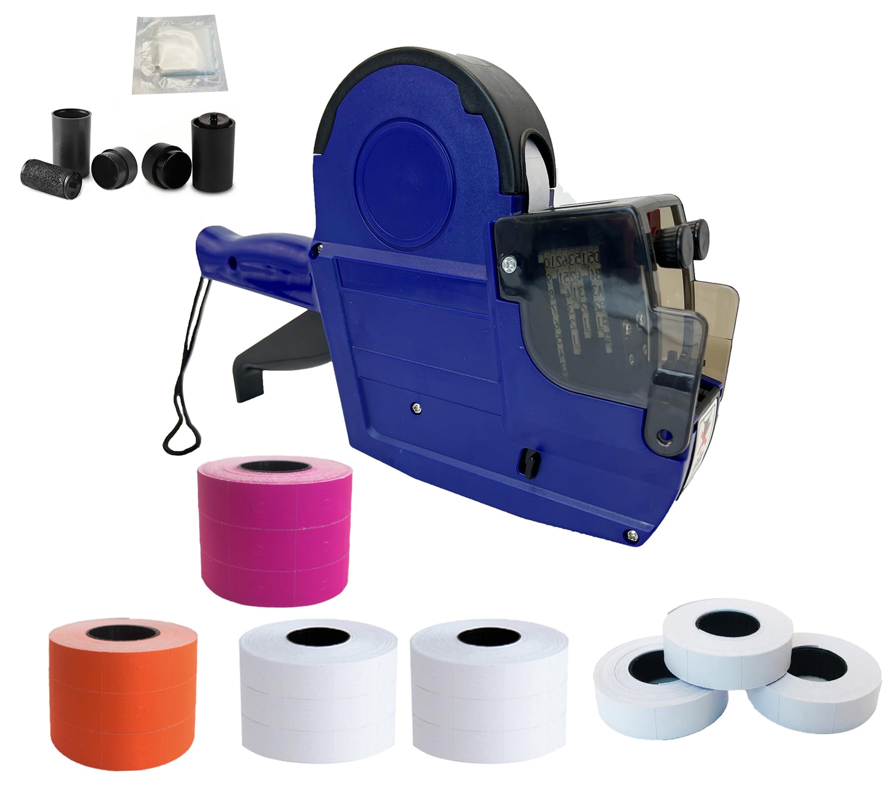 NaviLintek 2 Line 20 Digit Price Gun Labeler w/ 1500 Red 1500 Orange ...