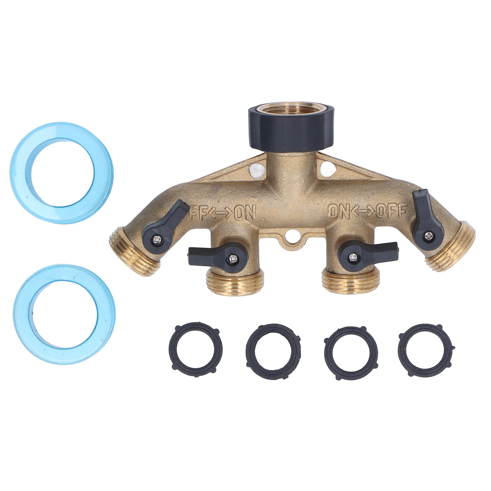 4 Way Hose Faucet Manifold Water Pipe Splitter Brass Connector ...
