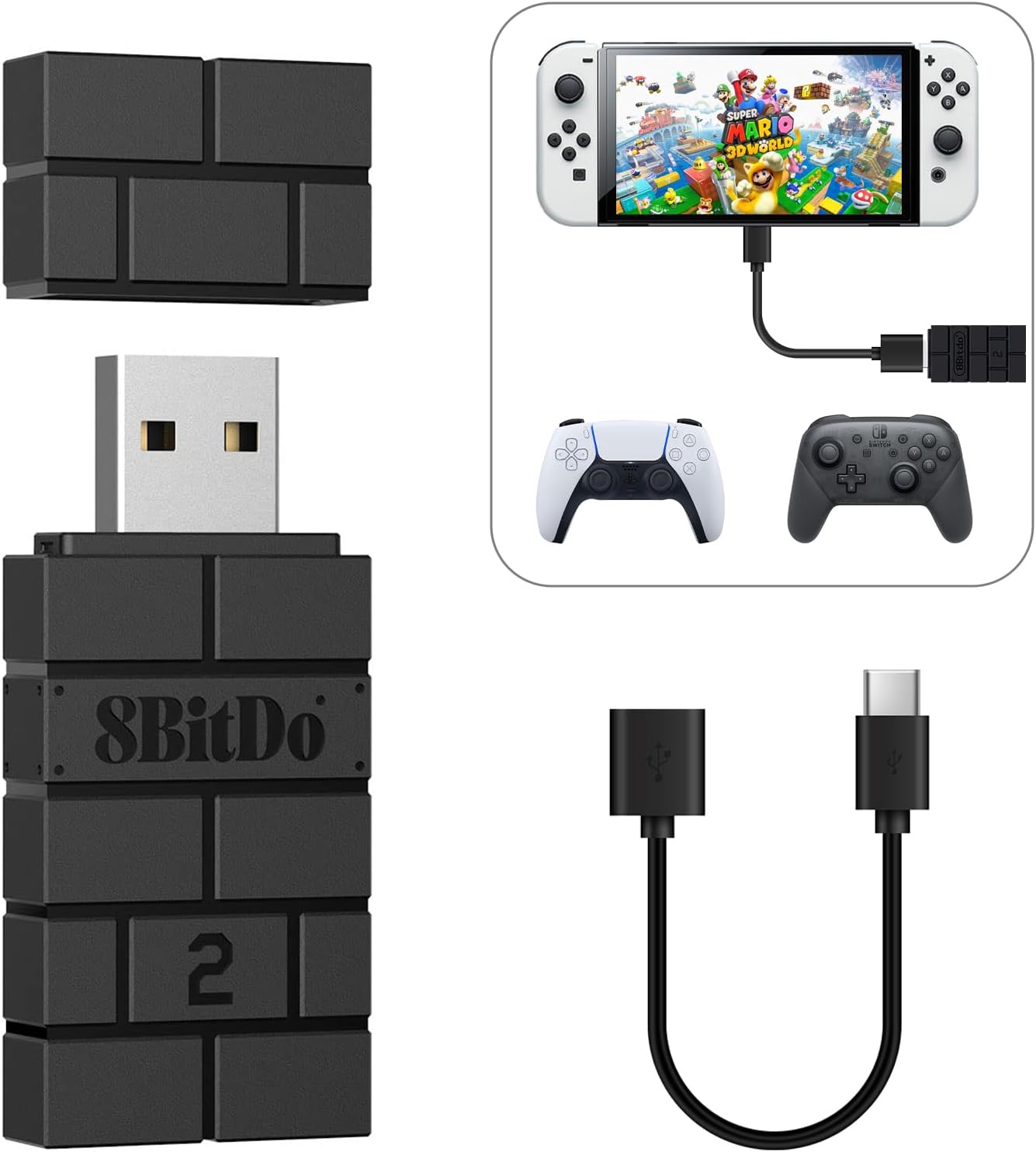 8Bitdo USB Wireless Adapter 2 for Windows, Mac & Raspberry Pi Switch ...