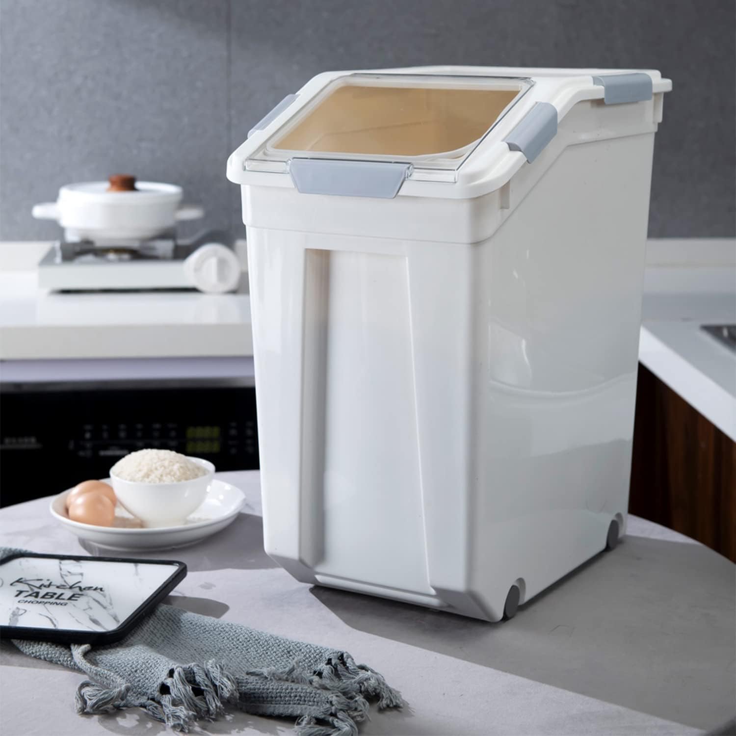 Amazon.com: Grain Rice Storage Bin Food Containers Set Leak Proof ...