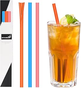 3 PCS Reusable Silicone Drinking Straws,Portable Collapsible Straw ...