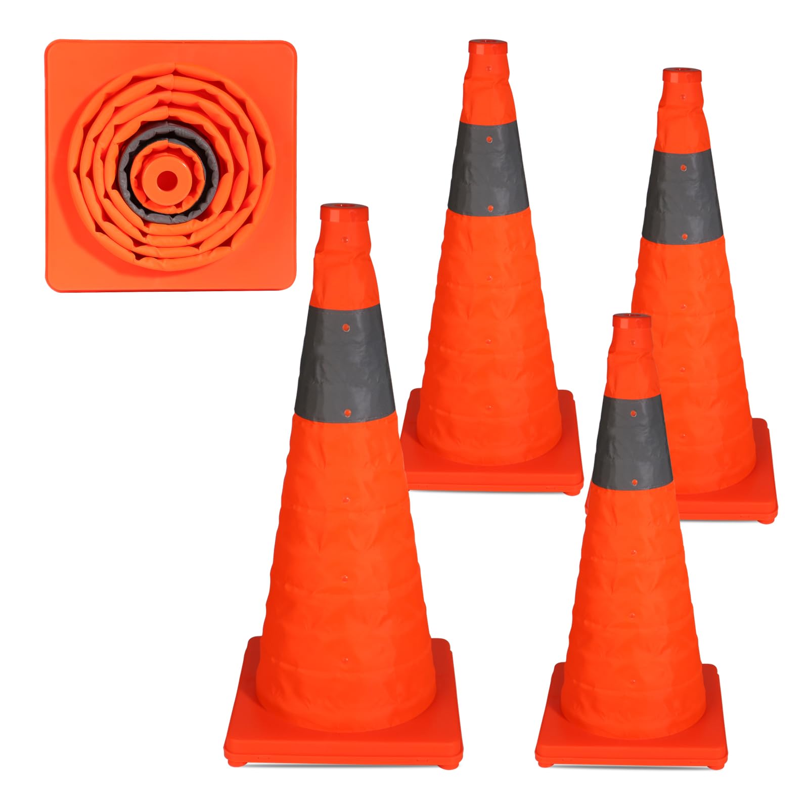 4 Pack 18 Inch Collapsible Traffic Safety Cones, Parking Cones with ...