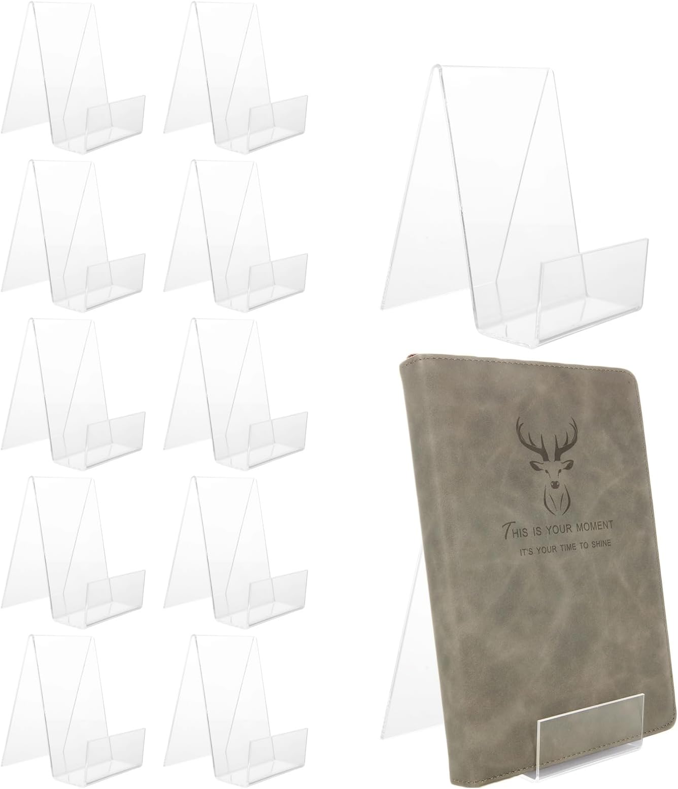 AHAQU 12PCS Acrylic Book Stand, 7.5 x 9 x 10.5cm Transparent Book ...
