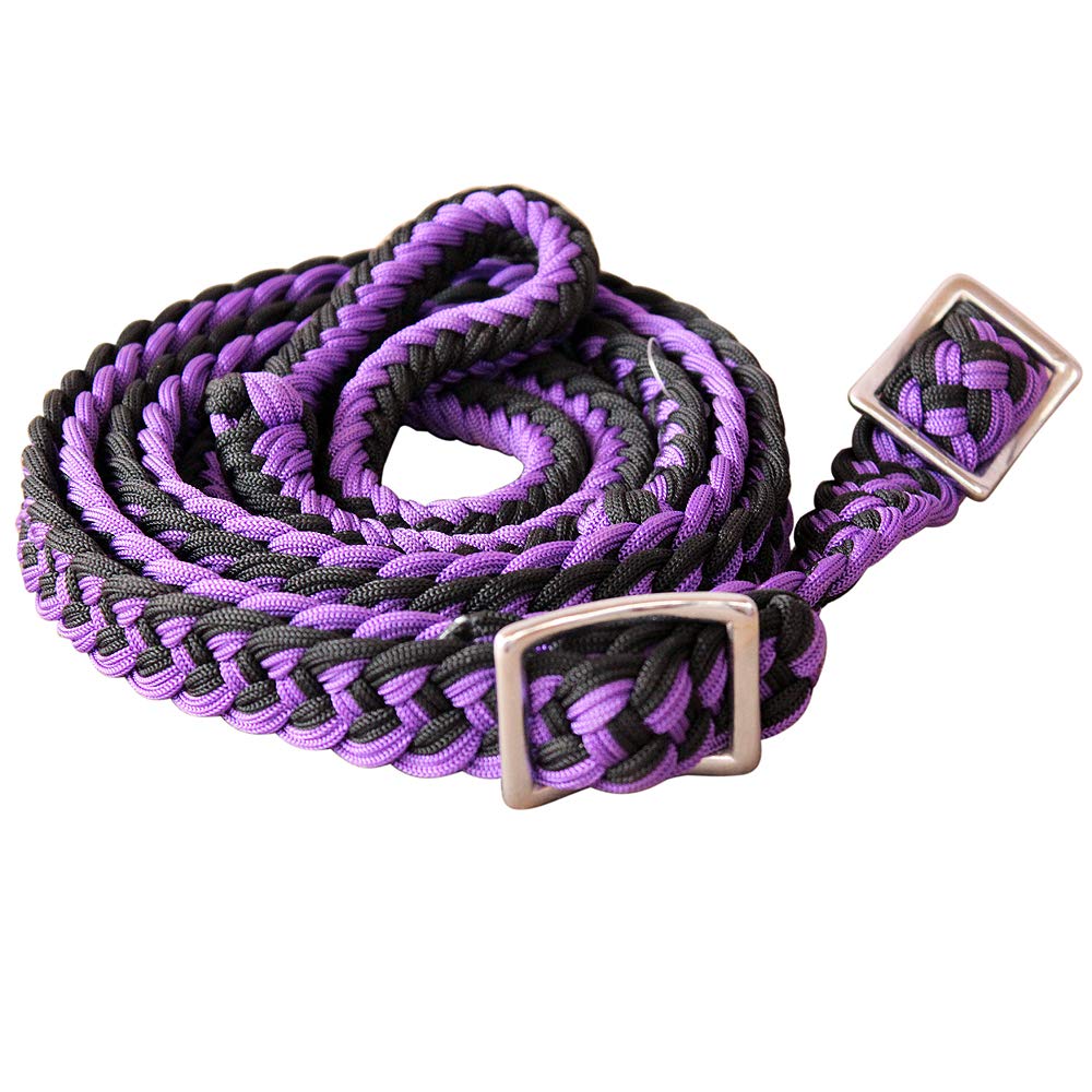 Snapklik.com : Braided Poly Barrel Horse Racing Reins Flat Grip Knots 1 ...