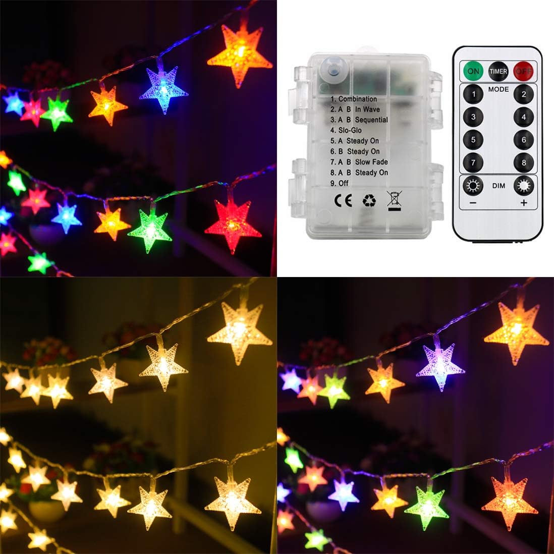 Amazon.com: Xingpold Star String Lights Battery Operated Christmas Star ...