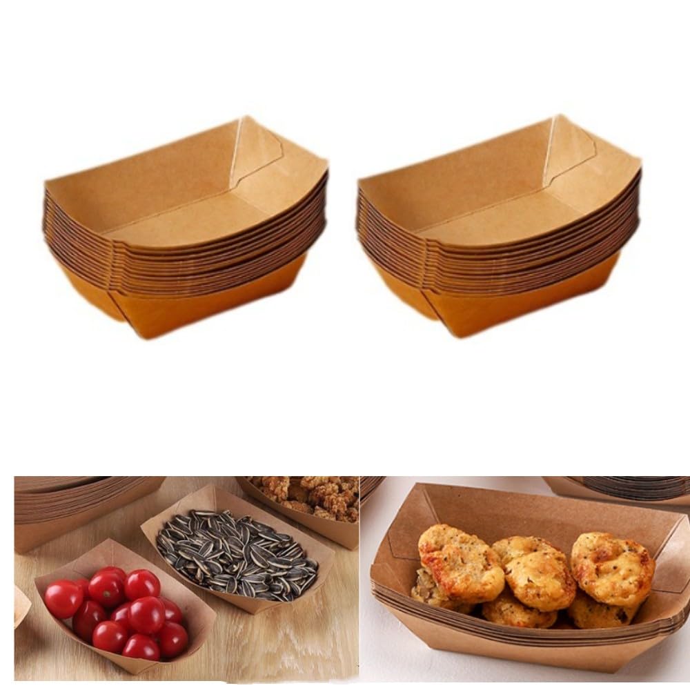 Lovgrin Brown Kraft Paper Food Serving Boats 150 PCS, Compostable Kraft ...