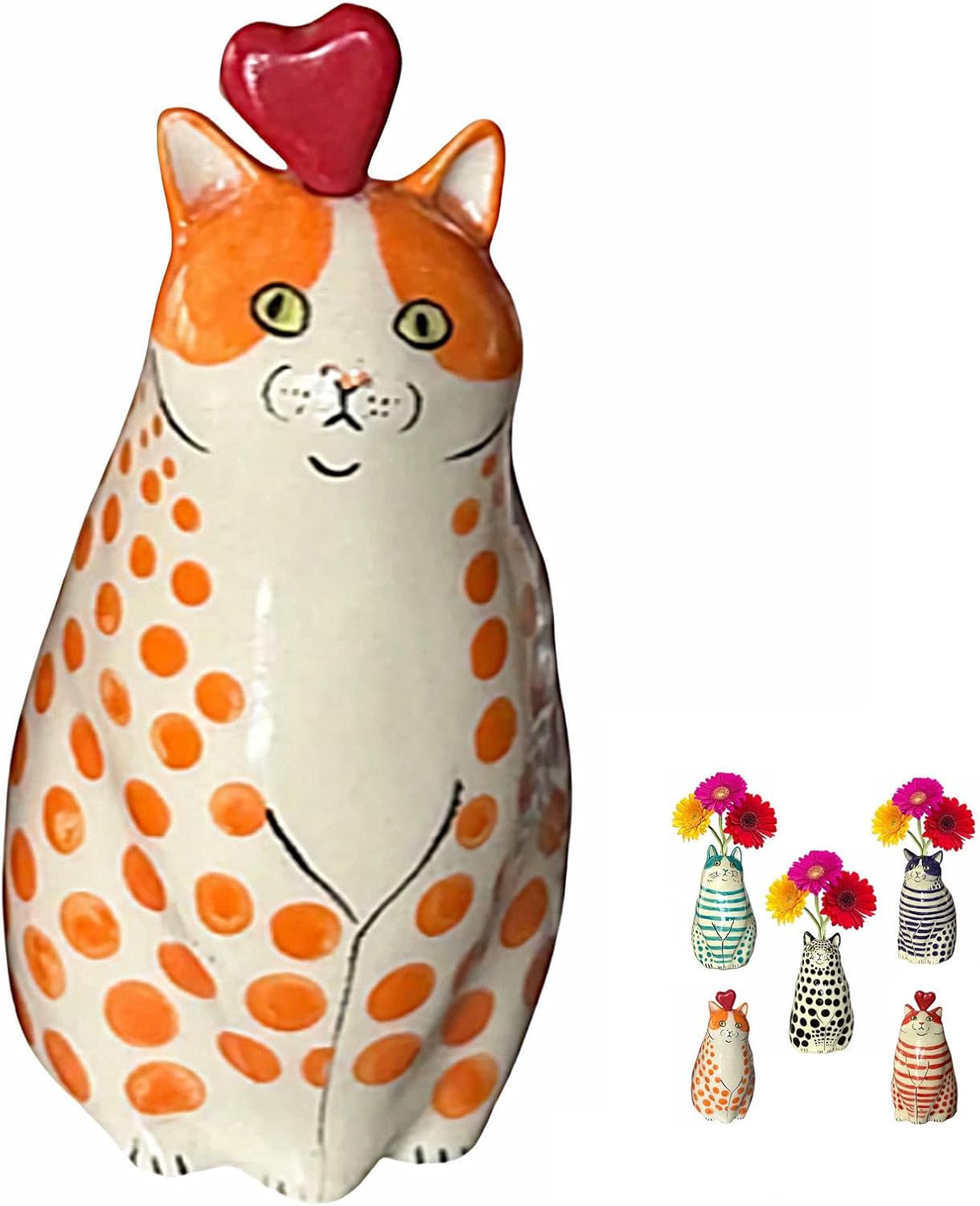 Amazon.com: FSDFVD Polka Dot Cat Vase - Cat Lover Gift, Unique Resin ...