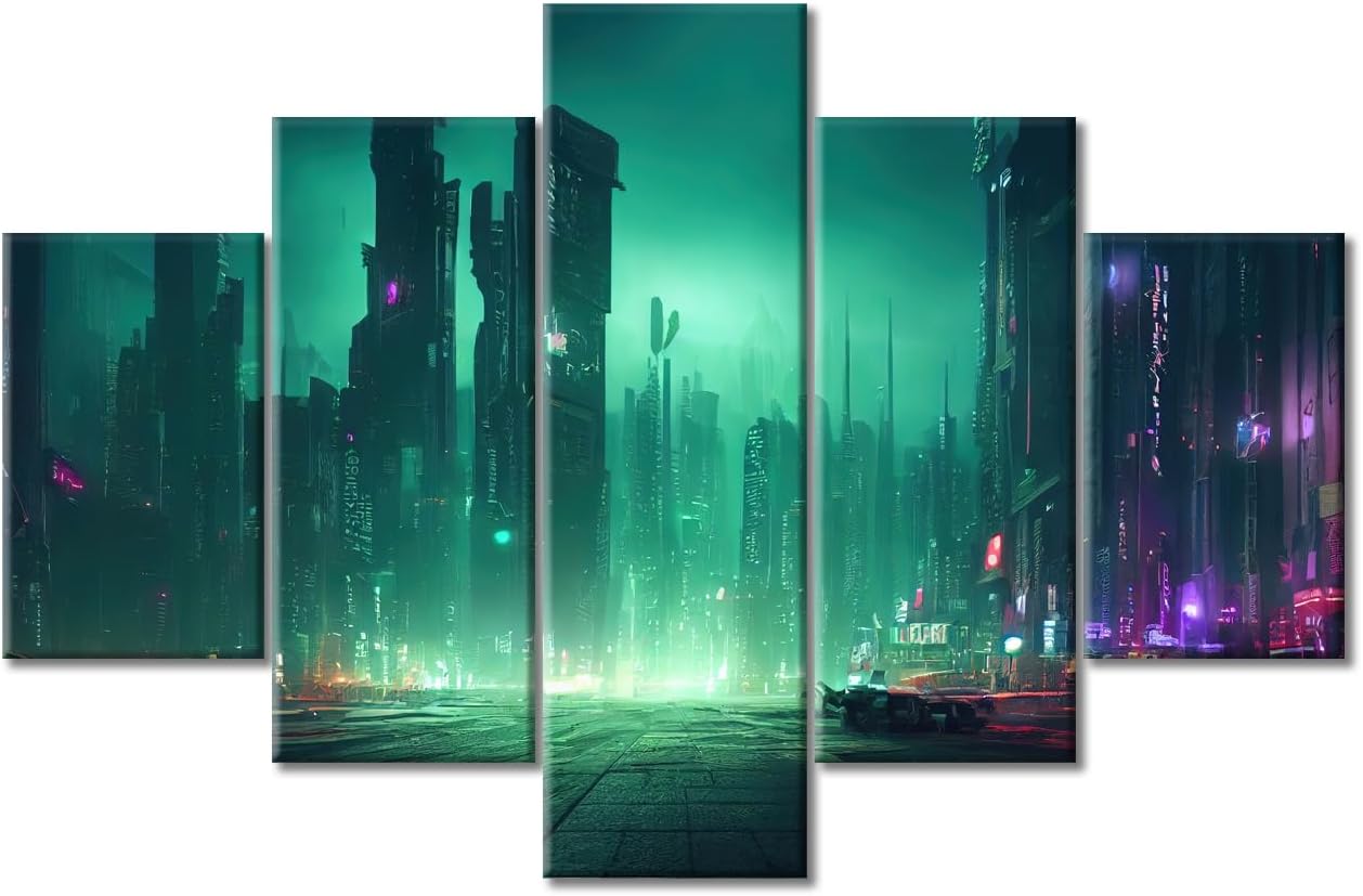 Amazon.com: Colorful Cyberpunk Metaverse City Bathroom Decor Wall Art ...