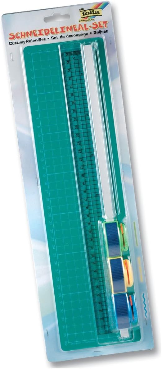 Folia 23003 Cutting Ruler Set, 35 cm Ruler with Cutting Guide and ...