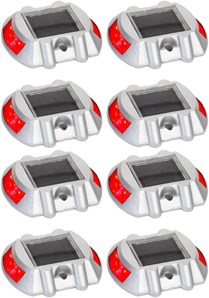 Reusable Revolution Solar LED Pathway Marker Road Stud Light (Red, 8 ...