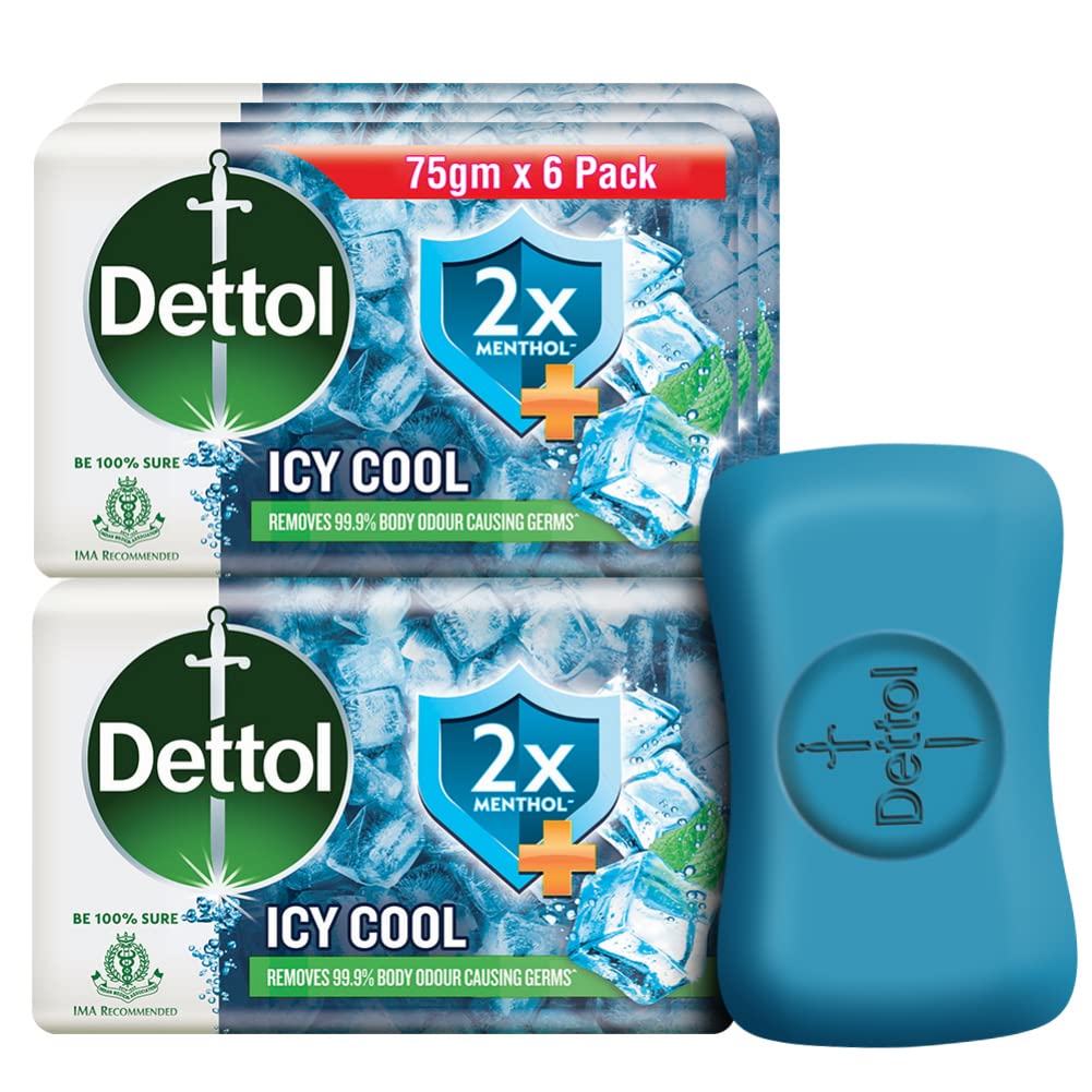 Buy Dettol Icy Cool Bathing Soap Bar with Menthol - 75g each (Pack of 6 ...