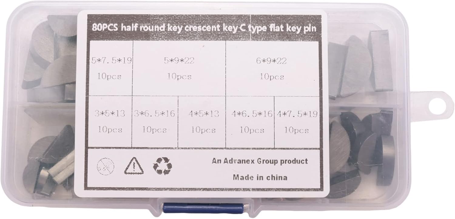 Jufjsfy 80PCS 8Size Stainless Steel Key Assortment Set Metric Half Moon ...
