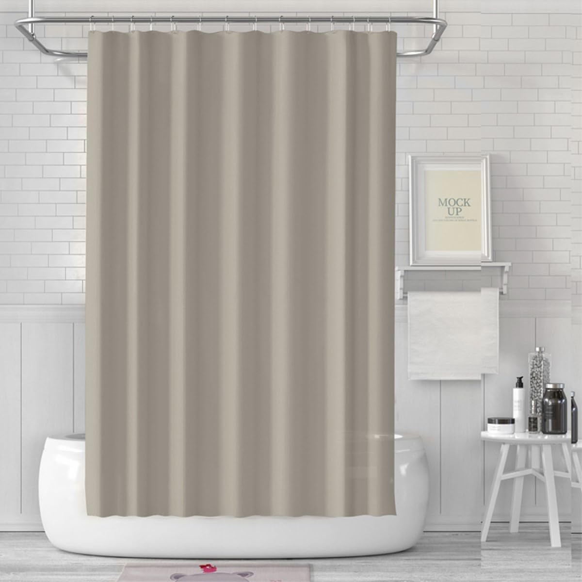 Amazon.com: Beige Bath Curtain with 3 Magnets, Thickened Water Proof ...