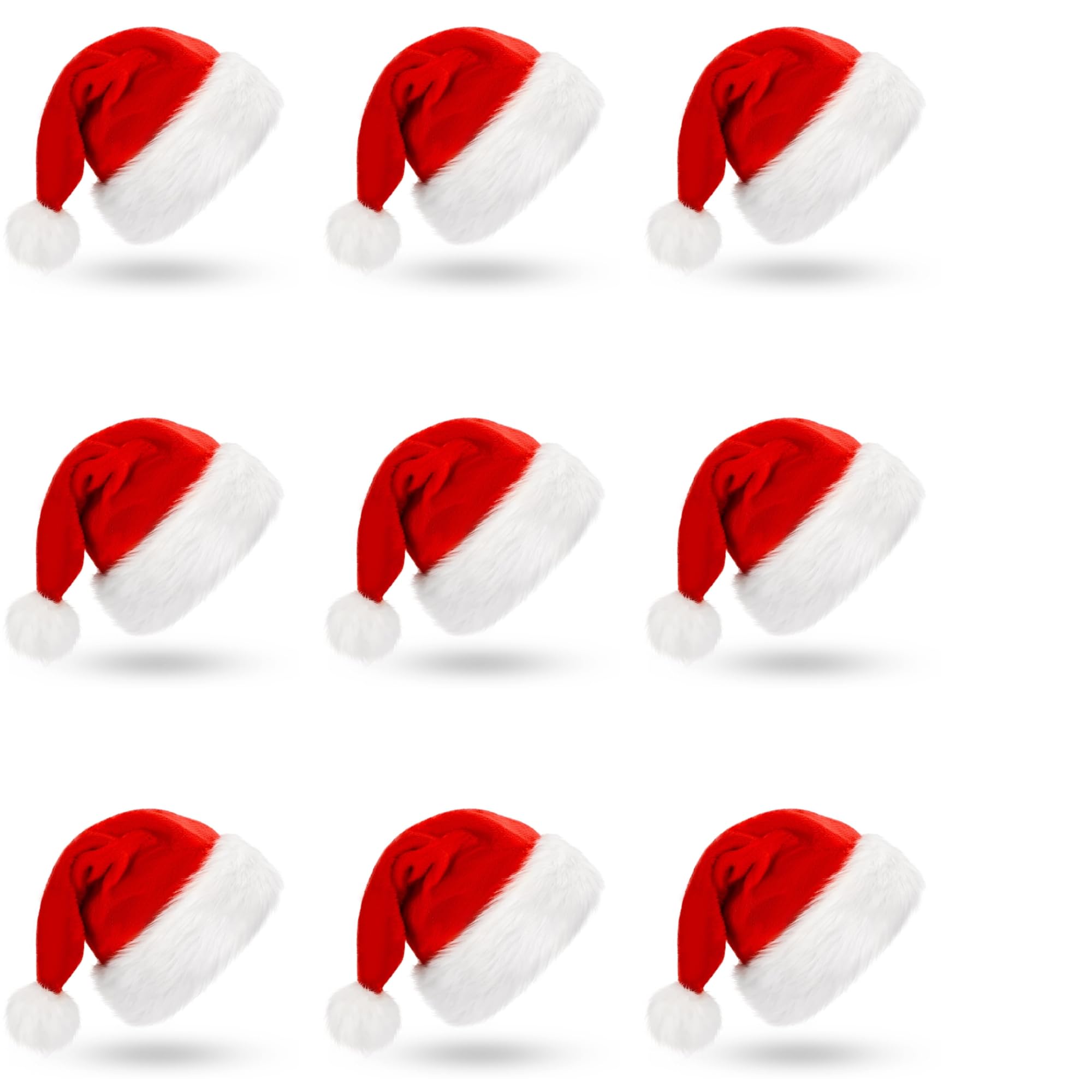 eCraftIndia Red White Velvet Classic Fur Merry Christmas Hats(Set of 9 ...