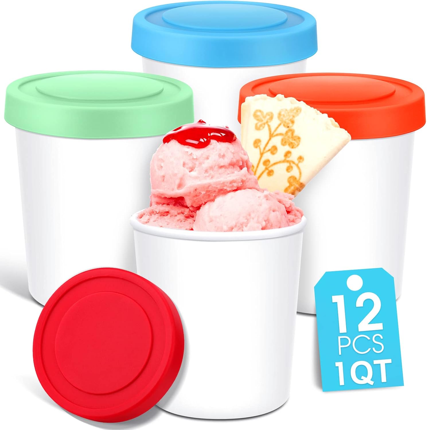 Amazon.com: Purpeak 12 Pcs Ice Cream Containers for Homemade Ice Cream ...