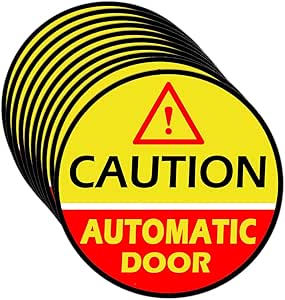 Amazon.com: Caution Automatic Door Sticker,6 Inches Diameter Large ...