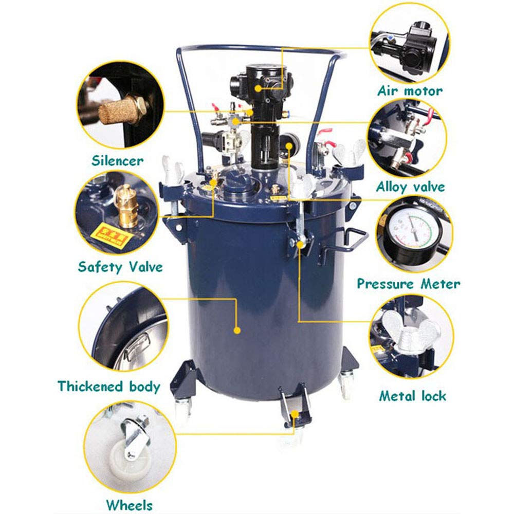 8gal 30L Pnumatic Pressure Feed Paint Mixer Pot Tank Sprayer Regulator ...