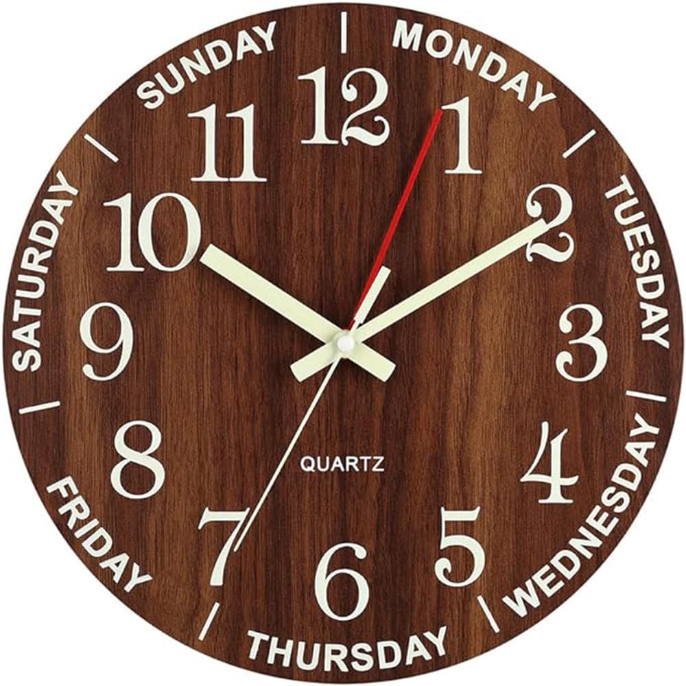 Amazon.com: Mwfus Day of The Week Clock with Time of Day Combination ...