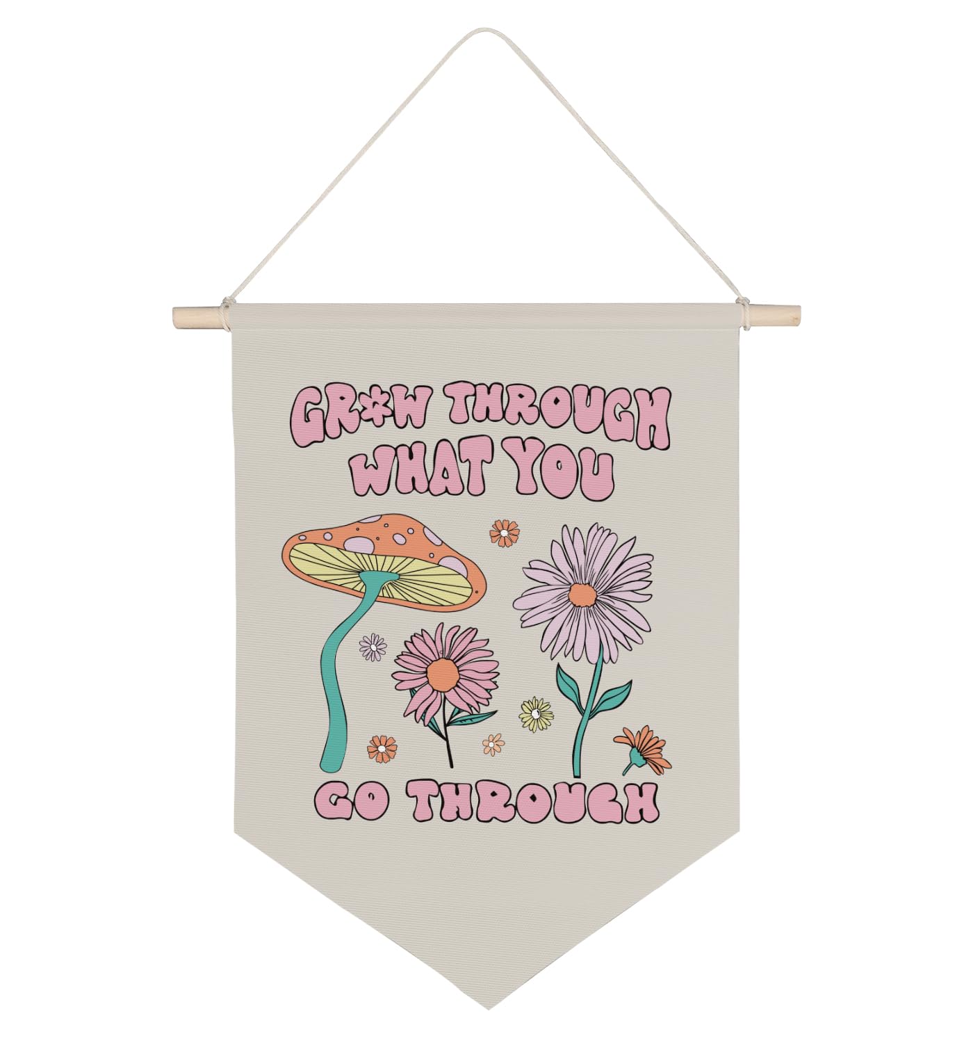Amazon.com: QODUNG Grow Through What You Go Through Canvas Banner ...