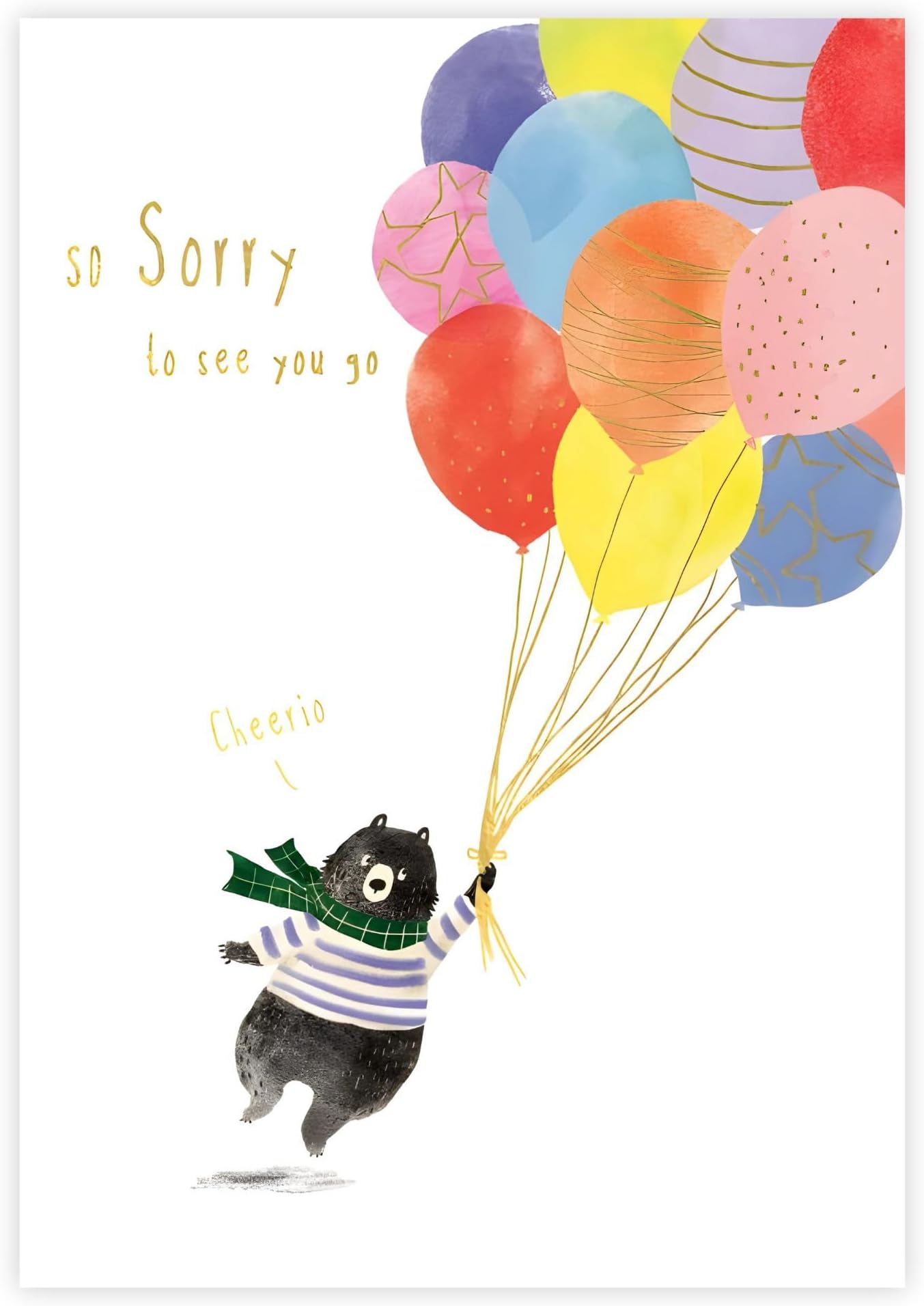 Sorry You're Leaving Card - Cheerio Bear and Balloon Design - Special ...