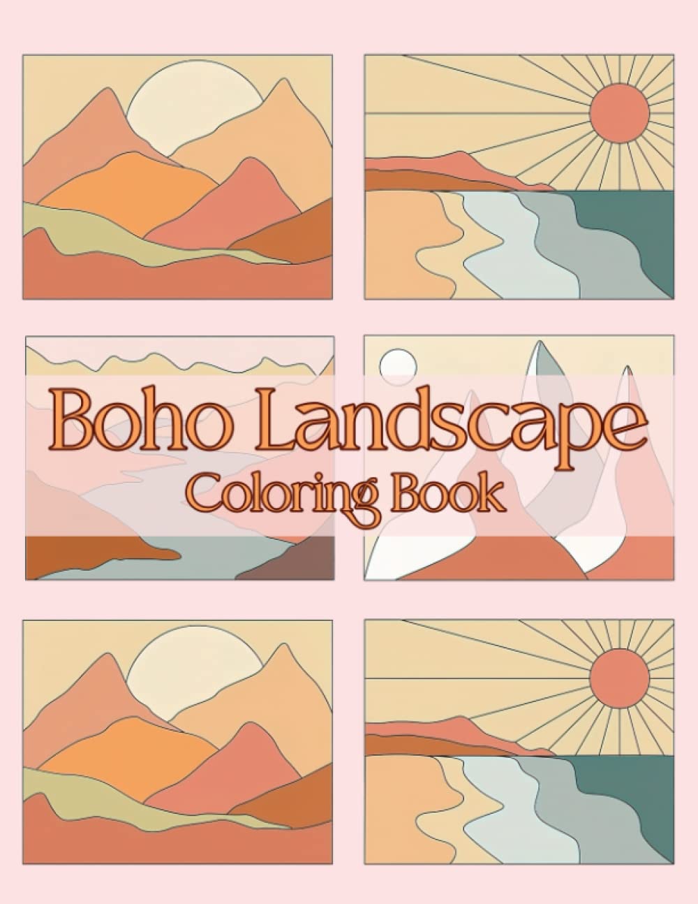 Boho Landscape Coloring Book: Modern And Aesthetic Bohemian Coloring ...