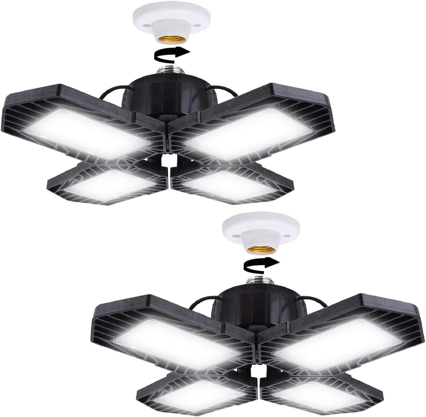 2 Pack LED Garage Lights,100W Deformable Led Garage Lighting 10000LM ...